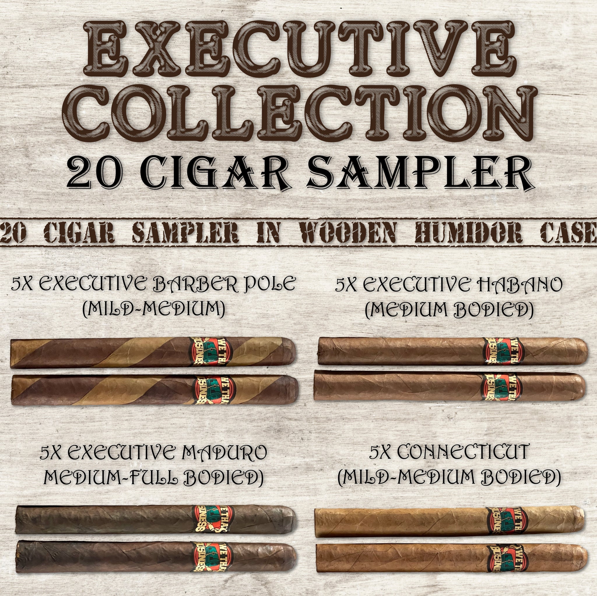 Executive Collection Sampler (20-Pack) in a Wooden Humidor Box – We Tha ...